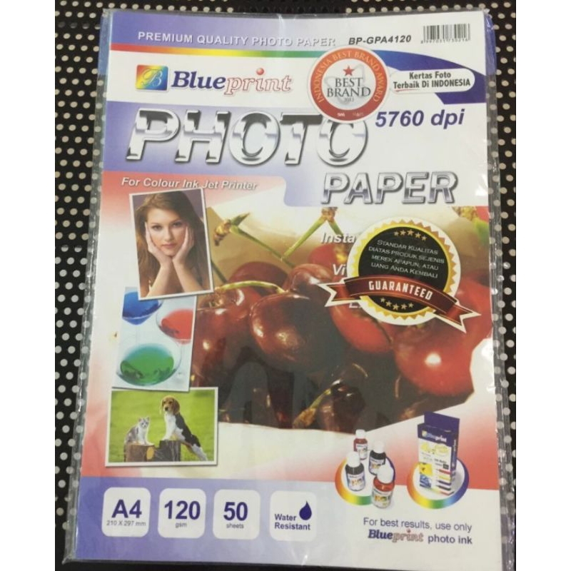 Jual Kertas Photo Paper Glossy A4 Blueprint 120gsm isi 50 lembar water ...