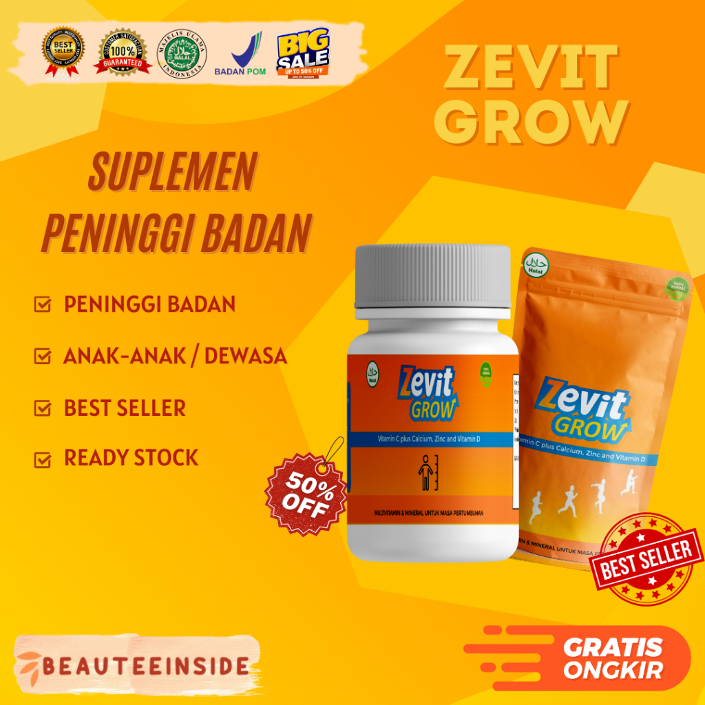 Jual ZEVIT GROW - SUPLEMEN PENINGGI BADAN ORIGINAL BPOM / SUSU TINGGI KALSIUM ANAK DEWASA ...