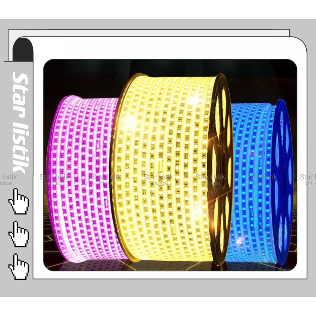 Jual Lampu LED Strip Selang 5050 SMD AC 220V meteran (100M FULL+SOKET ...