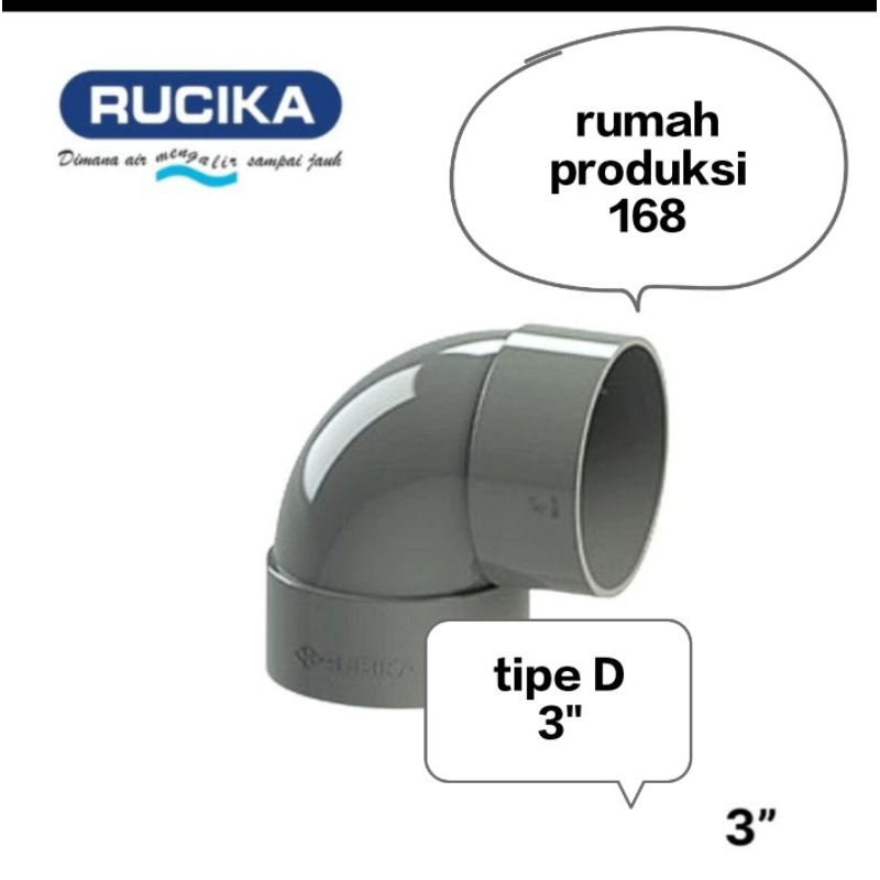 Jual elbow knee 3" inchi rucika tipe D 90 derajat fitting sambungan pipa pvc | Shopee Indonesia