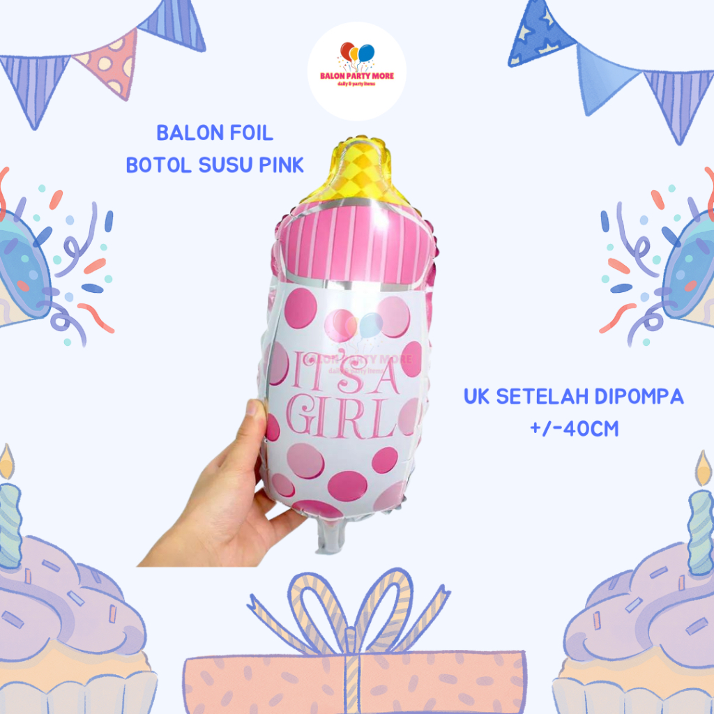 Jual [BOTOL PINK] Balon Foil Tema Baby Shower /Balon baby shower ...