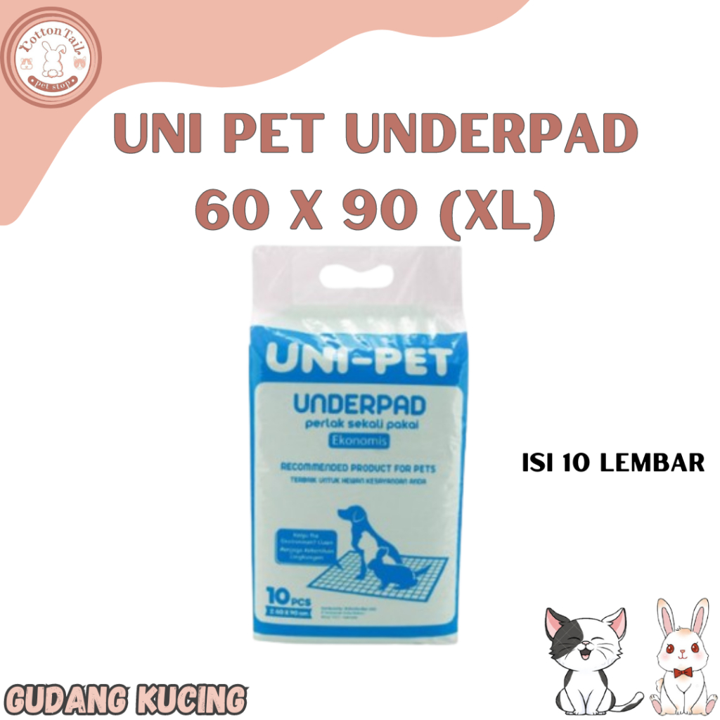 Jual Underpad Uni-pet perlak alas kandang 60x90 cm isi 10 pcs ekonomis | Shopee Indonesia