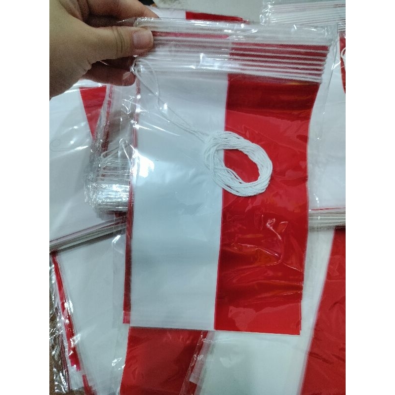 Jual (READY INSTANT)Bendera plastik tali merah putih 1 pak isi 20 ...
