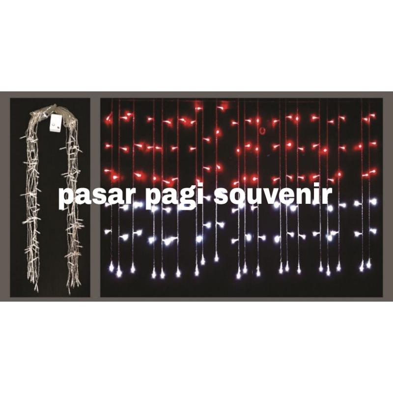 Jual Lampu tirai merah putih LED 120L 3M/3P 3,5meter×60cm(1 set) | Shopee Indonesia