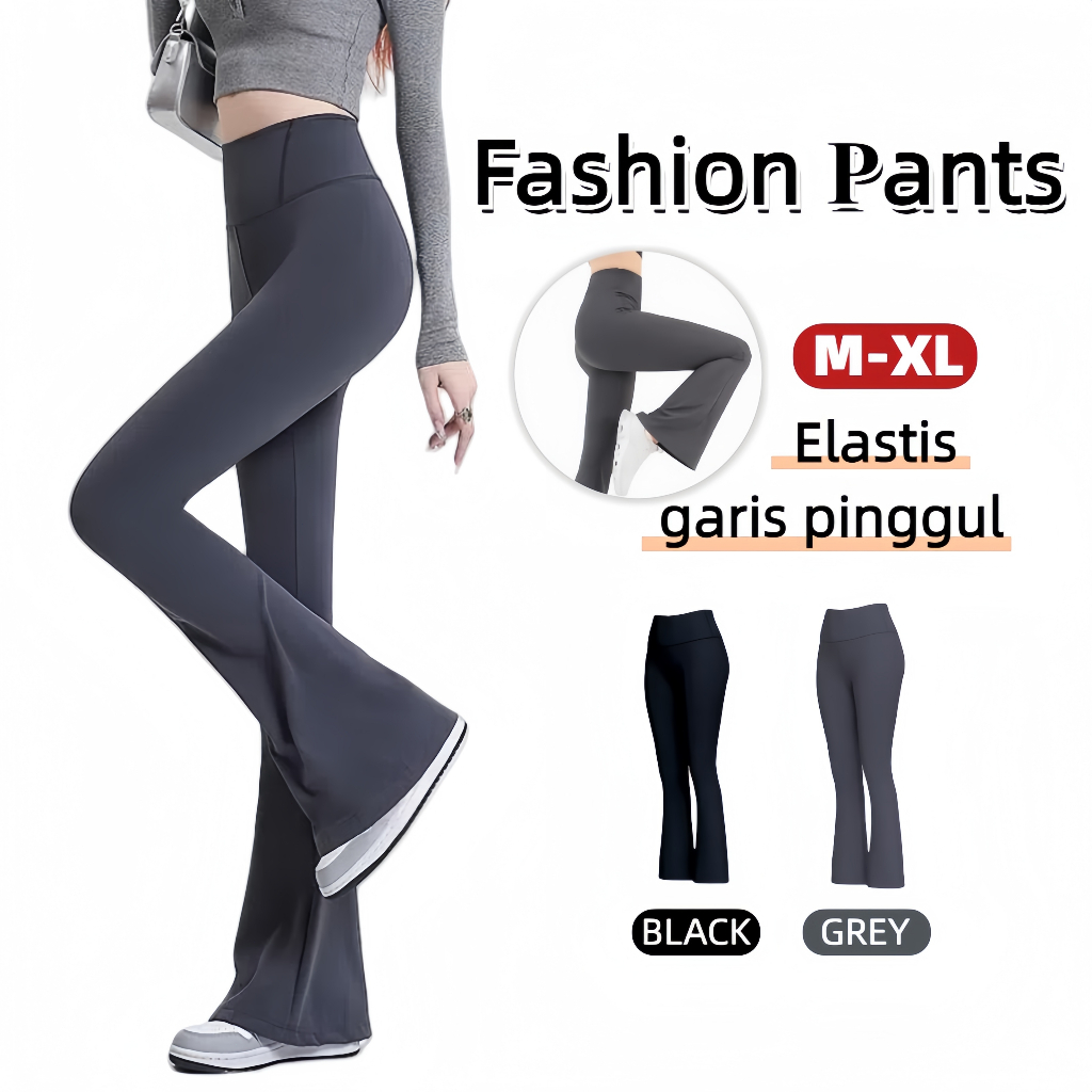 Jual Celana Cutbray Legging Olahraga Wanita Flare Sport High Waist Yoga Pants gym Basic Wide Leg ...