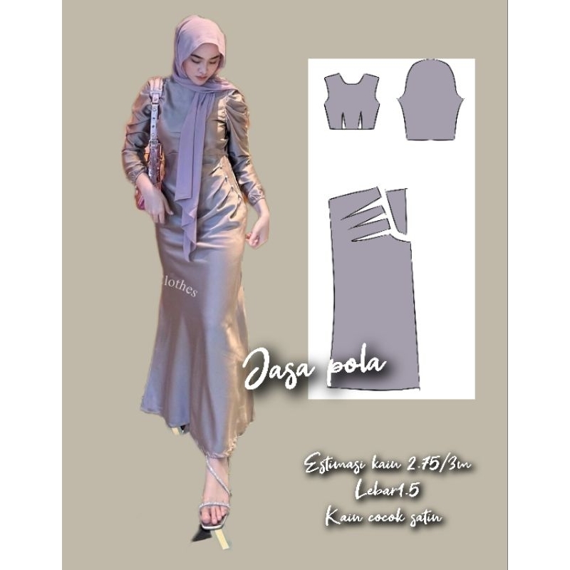 Jual pola instan gamis mermaid drapery 2 jjp | Shopee Indonesia