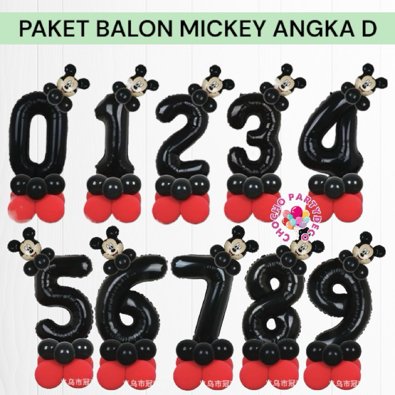 Jual Paket Balon MICKEY MOUSE Angka D / Dekorasi Ulang Tahun Mickey ...