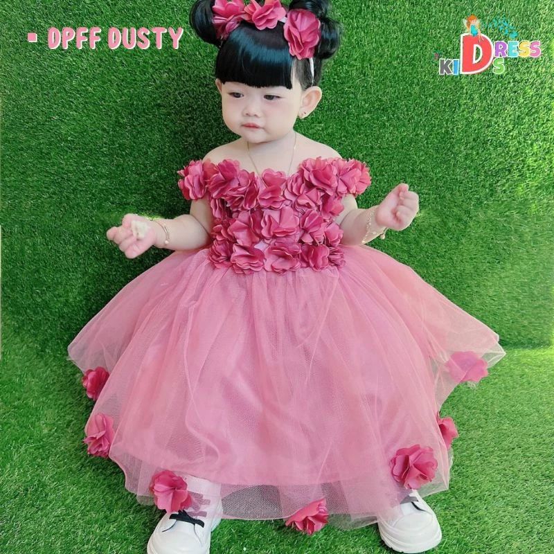 Jual (DRESSKIDS) LV DRESS ANAK FULL BUNGA CANTIK DRESS NATAL ANAK DRESS ...