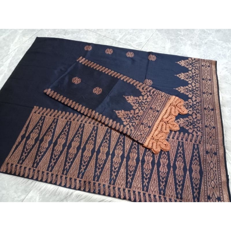 Jual Songket silungkang warna navy , blueblack Dongker motif tembaga | Shopee Indonesia