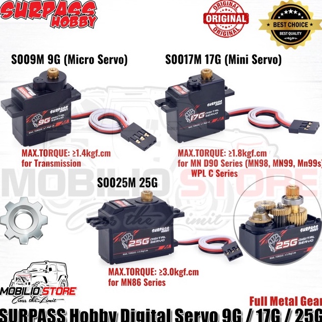 Jual Surpass Hobby Digital Servo 9G 17G 25G for Micro Mini Servo RC ...