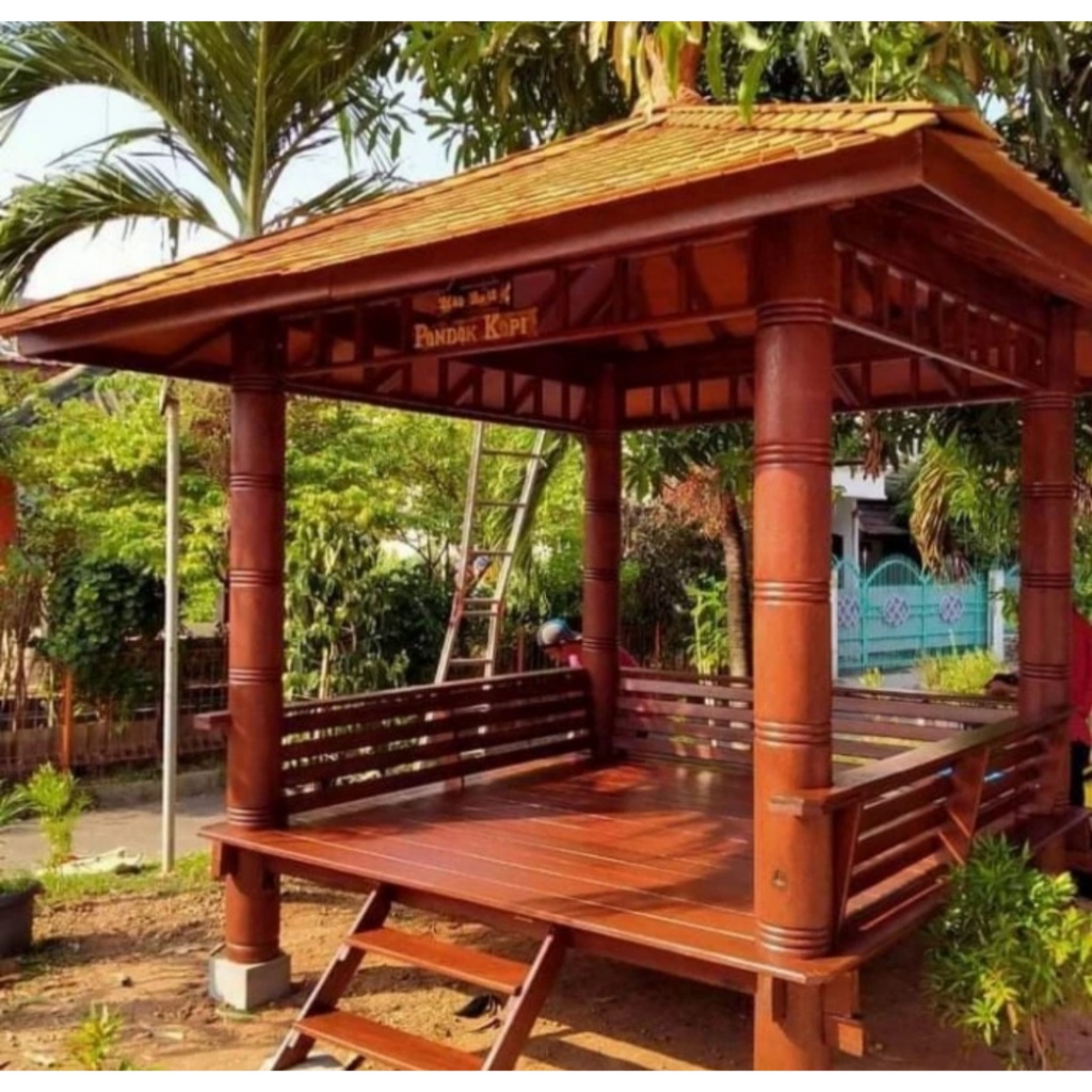 Jual Gazebo Model Tiang Motif Bambu Ukuran 250x250 cm | Gasebo Kayu ...