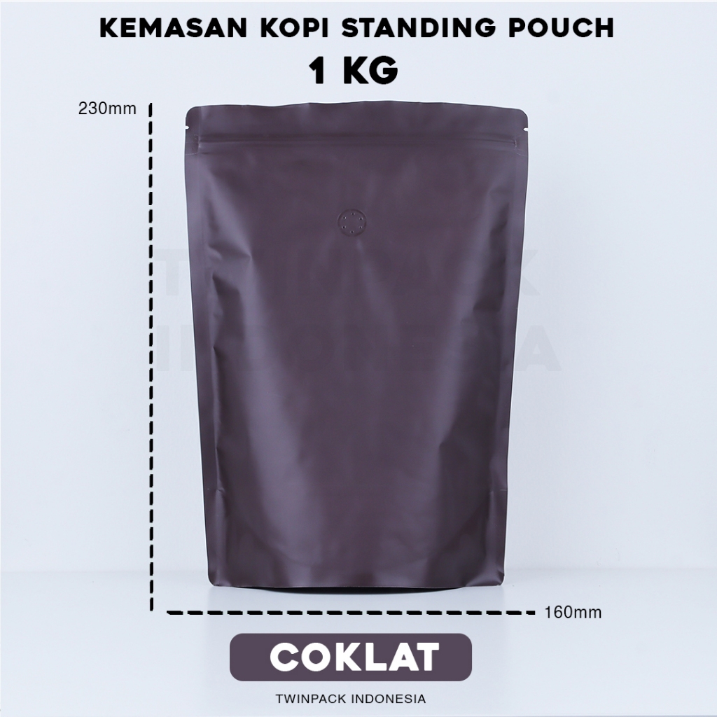 Jual Kemasan Kopi 1 Kg Cokelat Standing Pouch Aluminium Foil | Valve ...