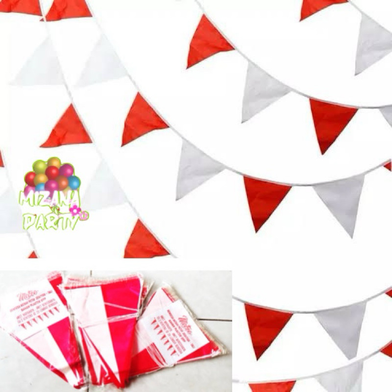Jual bunting flag HUT segi tiga / bendera merah putih / bendera umbul umbul karnaval kain ...