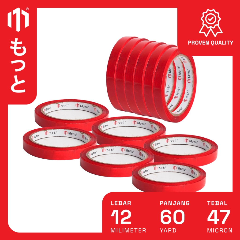 Jual Isolasi Warna Merah 12mm x 60 Yard - 1 Slop Isi 12 Pcs/Roll ...