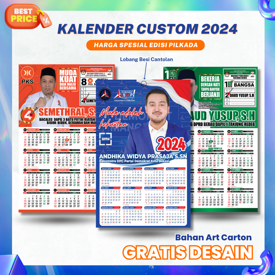 Jual Kalender Custom 2025 Kalender Partai Murah Kalender Pilkada 2024 ...