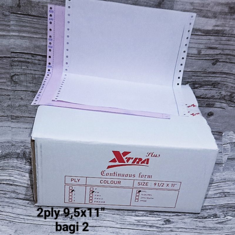 Jual kertas continuousform 2ply 9,5x11" dibagi 2 | Shopee Indonesia