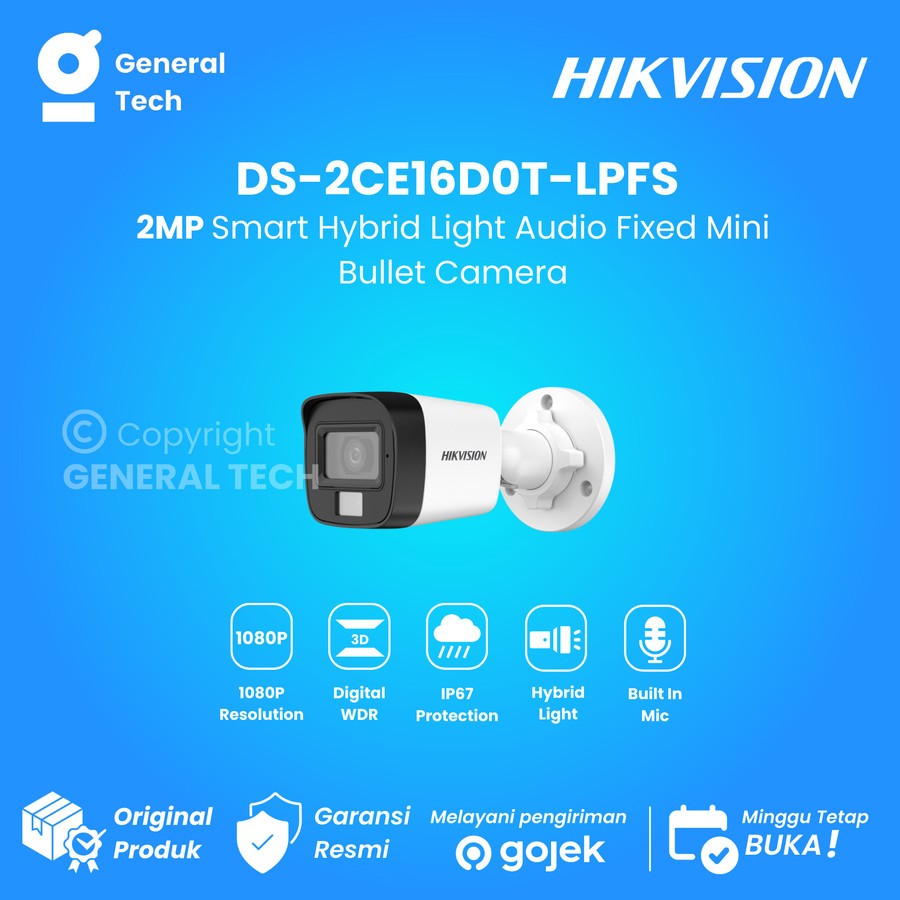 Jual Hikvision DS-2CE16D0T-EXLPF 2MP Smart Hybrid Light Fixed Mini Bullet | Shopee Indonesia