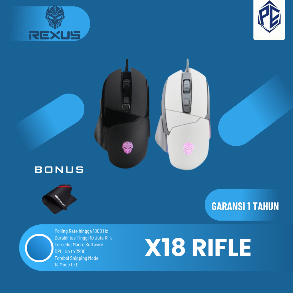 Jual Rexus X18 / X-18 Rifle Ergonomic Gaming Wired Mouse RGB | Shopee ...