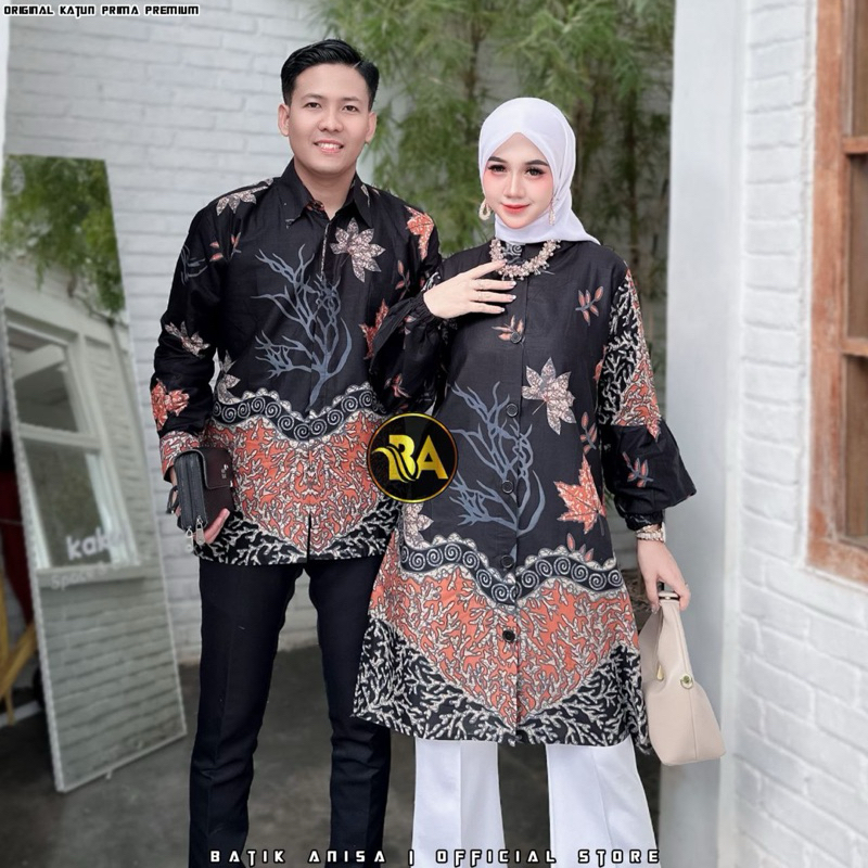 Jual Batik Tunik Couple Modern Set Pakaian Couple Kemeja Batik Pria Panjang Atasan Batik Couple ...