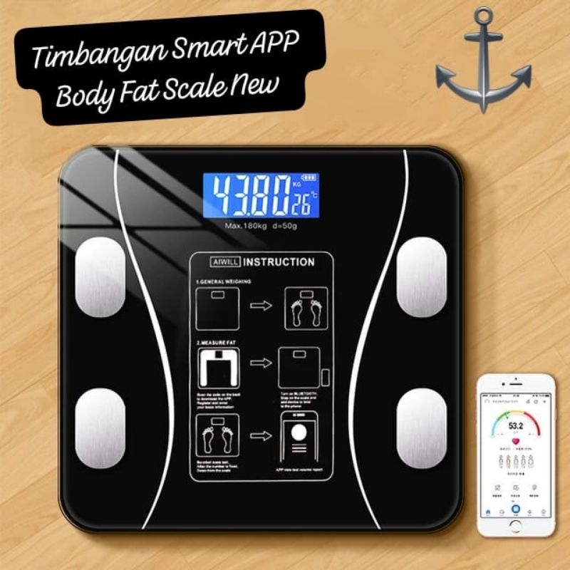 Jual Timbangan Badan Digital Smart Body Scale180KG Bluetooth Tempered ...