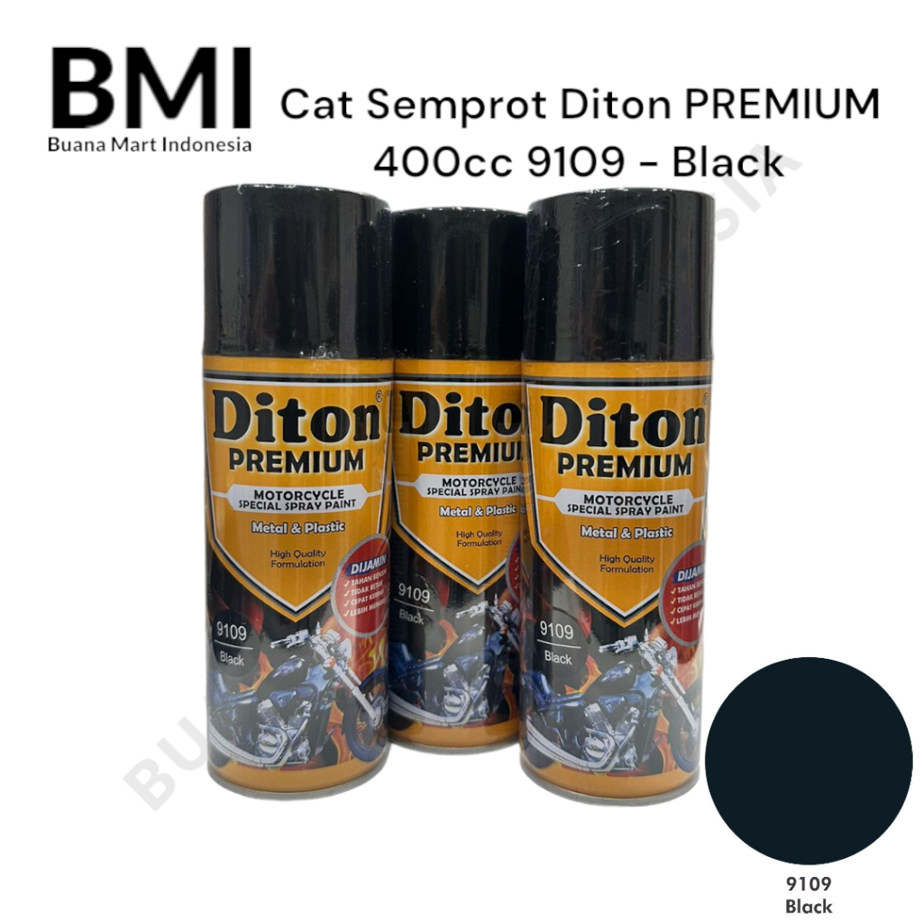 Jual Pilox DITON PREMIUM 400cc | 9109 Black 400ml | Pilok Cat Semprot | Pylox Spray Paint | (1PC ...