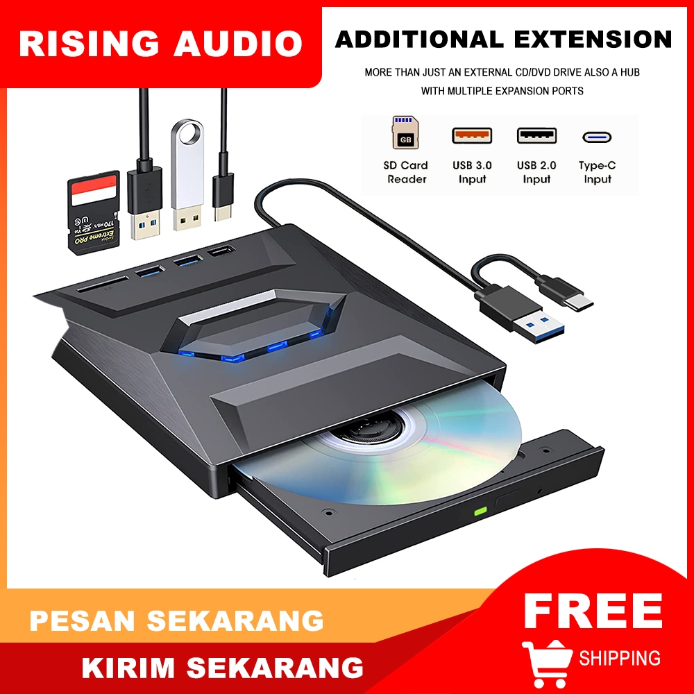 Jual RISING AUDIO External DVD Drive for Laptop USB 3.0 Type-C Portable ...