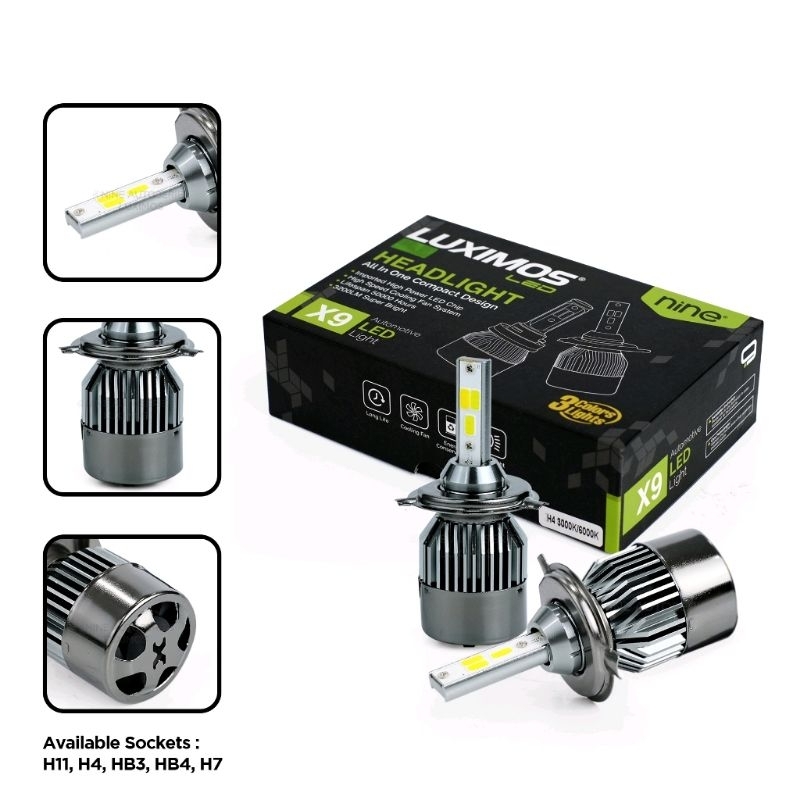 Jual LAMPU LED MOBIL MOTOR 3 WARNA H4 H11 HB3 HB4 H7 NINE LUXIMOS X9 36 ...