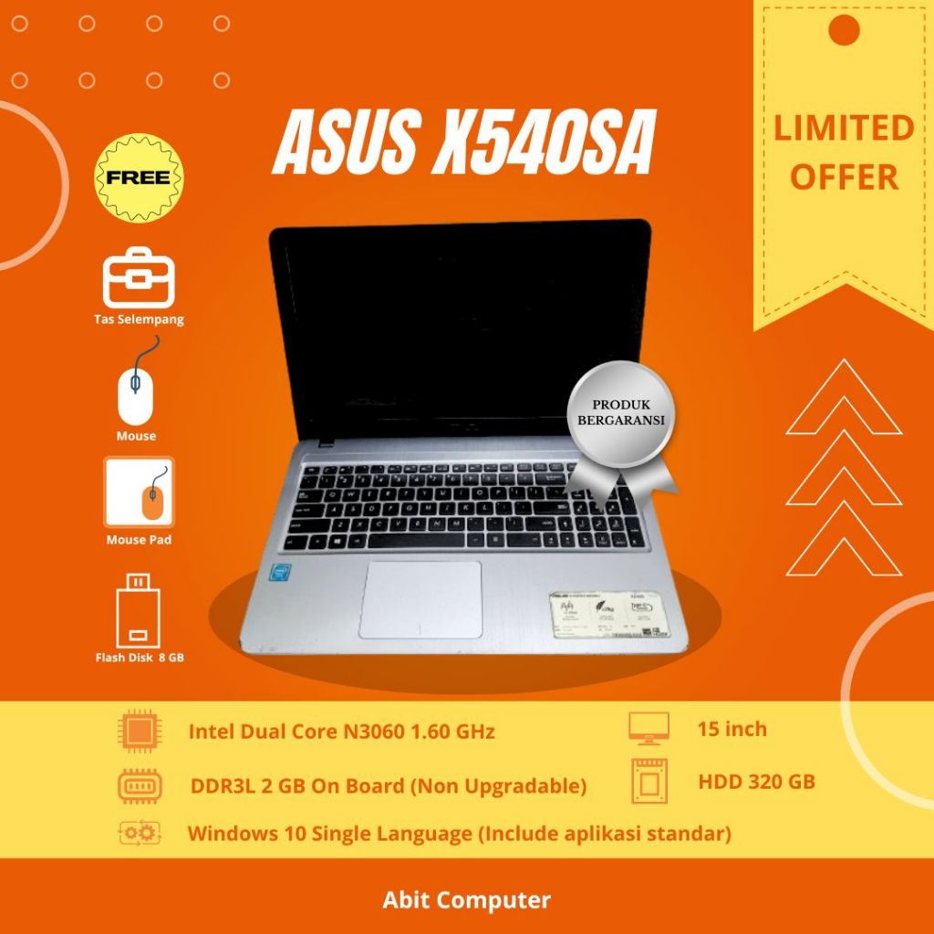 Jual ABIT COMPUTER STORE - LAPTOP ASUS X540SA | Shopee Indonesia