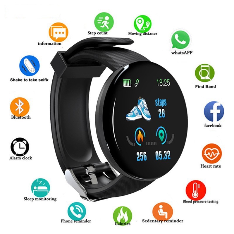 Jual SmartWatch D18 Smart Watch Olahraga Tahan Air Pria dan Wanita ...