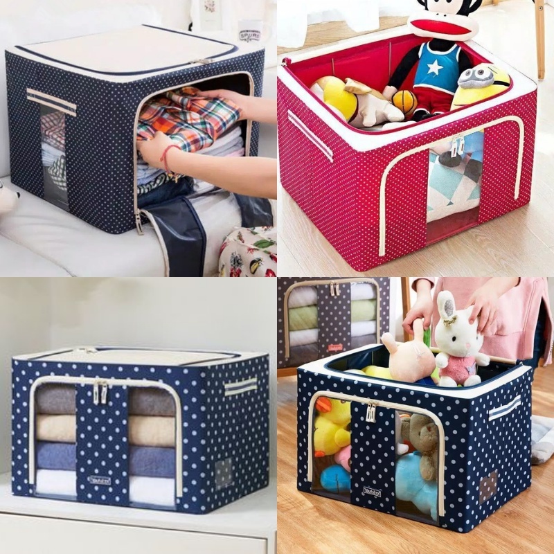 Jual UNIKDTG Storage Box Penyimpanan Baju Bisa Lipat Double Resleting ...