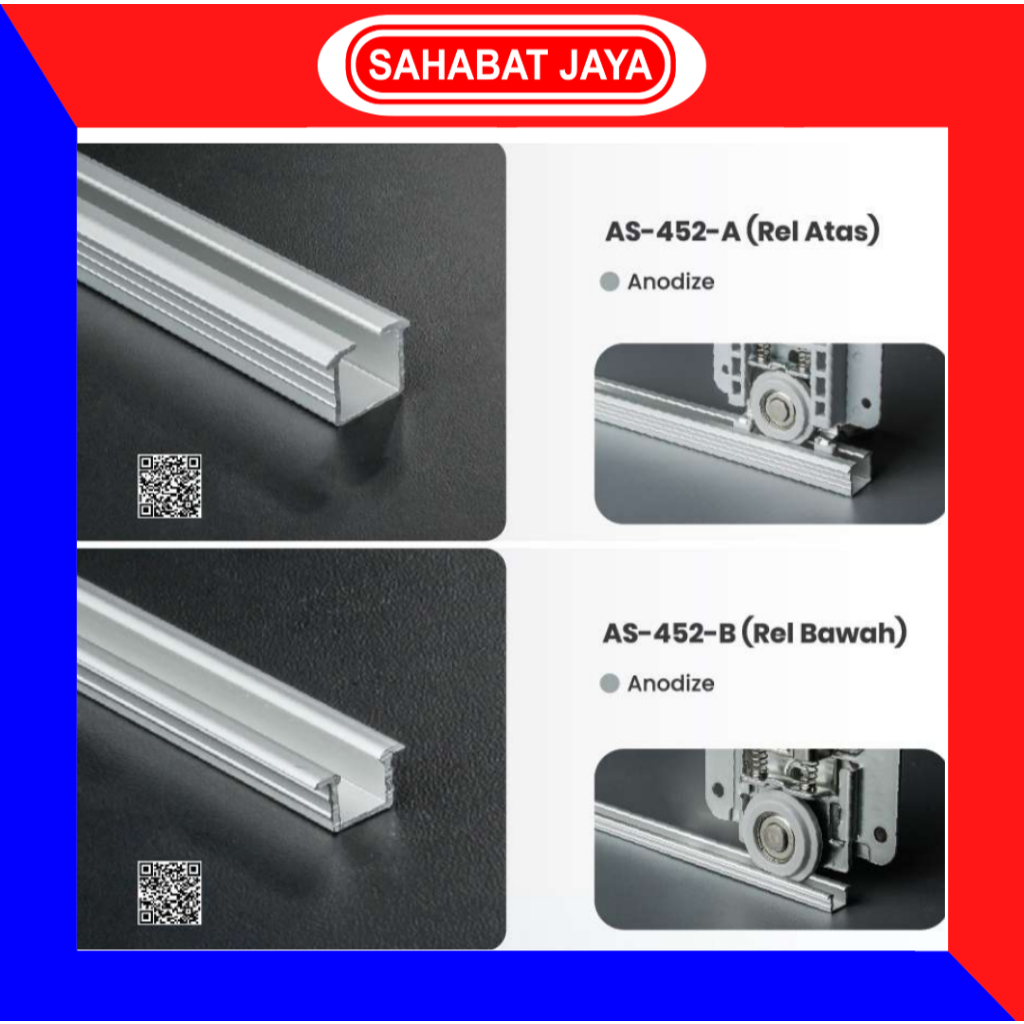 Jual PAKET Set Rel Roda Pintu Lemari Sliding Slow Motion Soft Closing Huben 452 453 untuk 2 ...