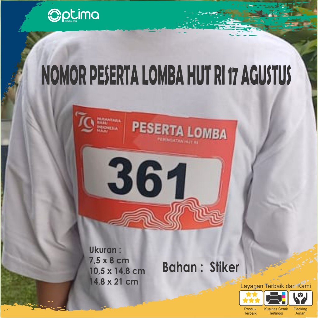 Jual Nomor Dada Peserta Lomba Perayaan peringatan HUT Kemerdekaan RI ...