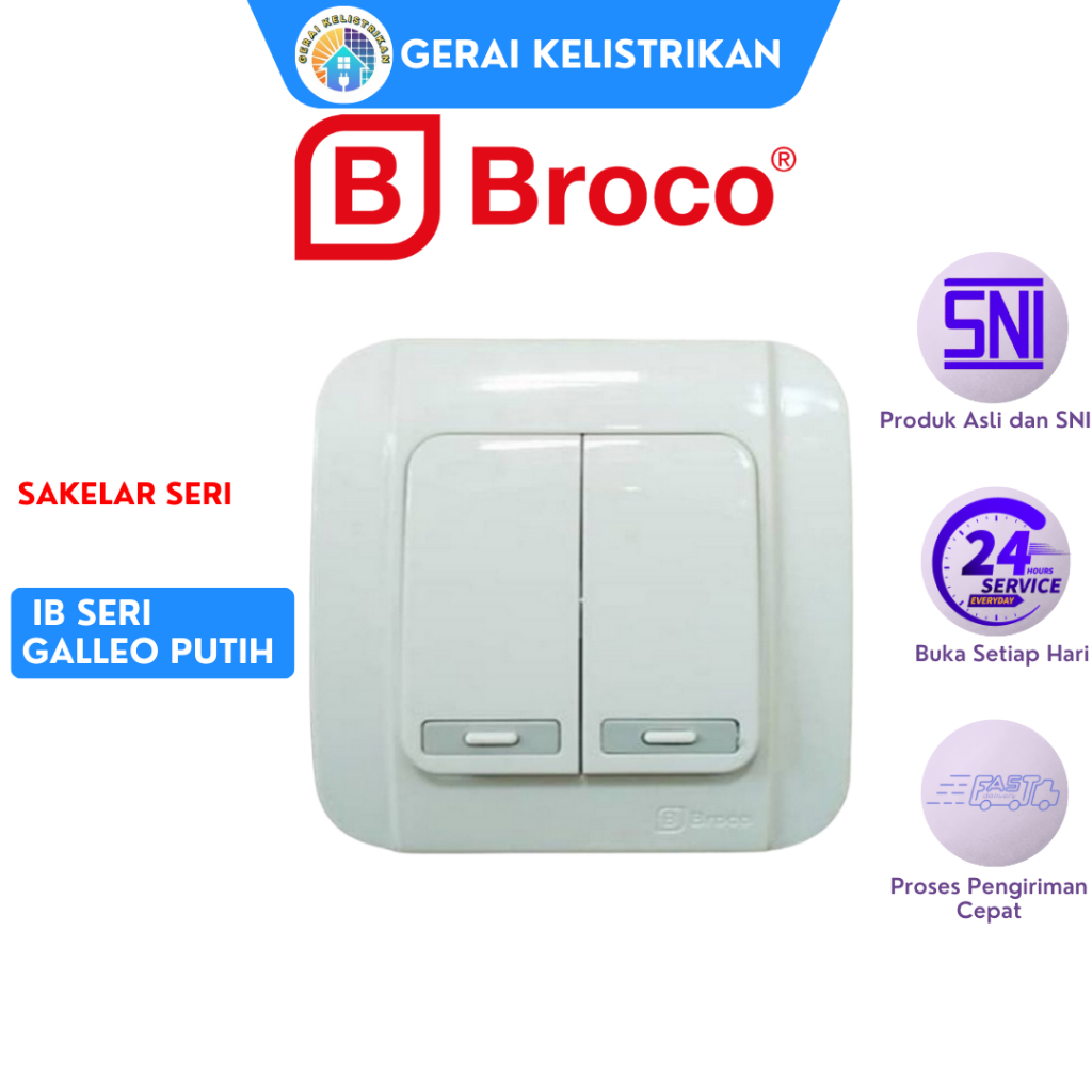 Jual SAKLAR SERI BROCO GALLEO WHITE INBOW | Shopee Indonesia