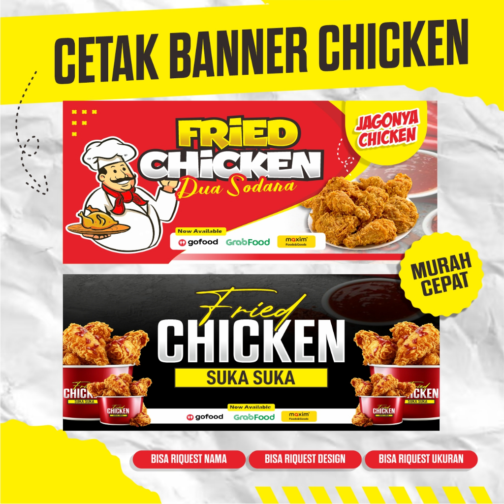 Jual Banner Fried Chicken Bisa Ganti Nama Atau Custom design sendiri ...