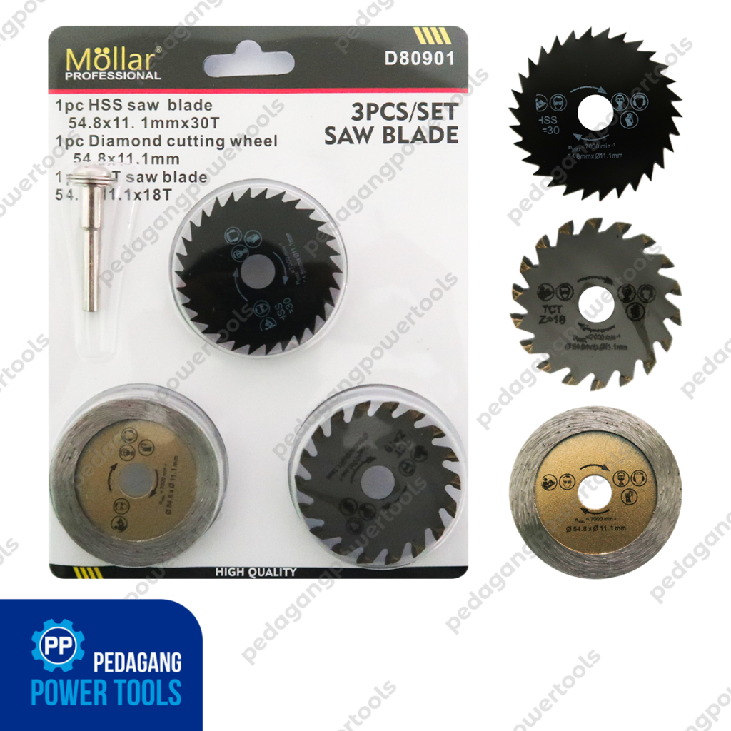 Jual MOLLAR D80901 Saw Blade Set 3 pcs Mata Gergaji Mesin Potong ...