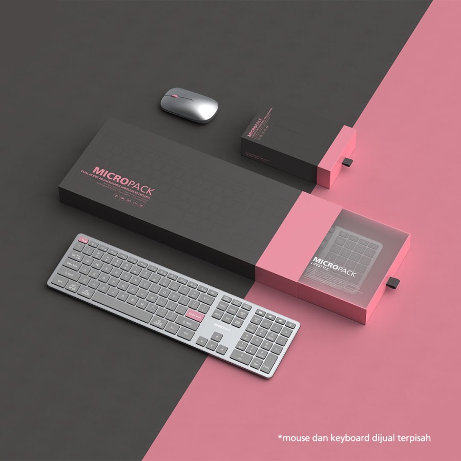 Jual MICROPACK KEYBOARD WIRELESS + BLUETOOTH RECHARGEABLE ( K-310W-EN-GY ) | Shopee Indonesia