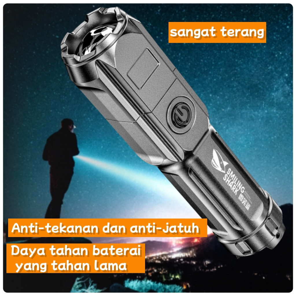 Jual 【Stok Tersedia】Bahan ABS super terang LED zoom senter mini isi ulang luar ruangan USB isi ...