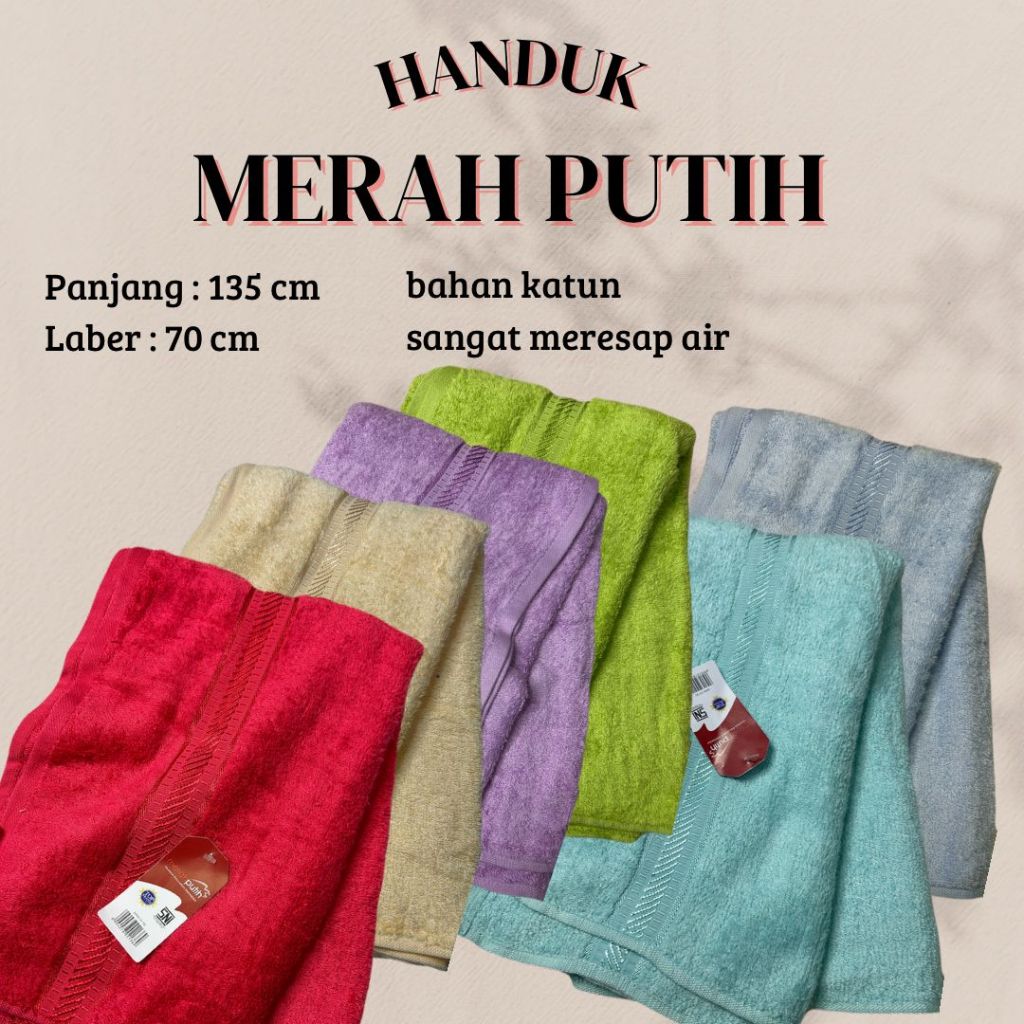 Jual HANDUK MANDI KATUN MERK MERAH PUTIH TEBAL | Shopee Indonesia