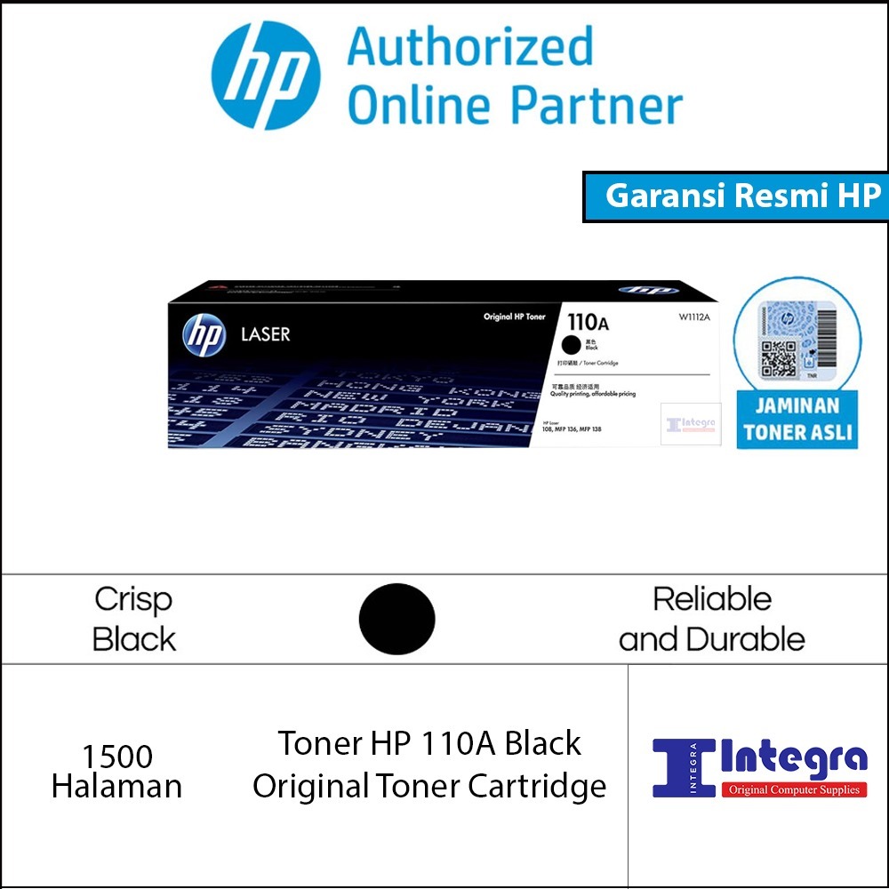 Jual Toner HP 110A Black Original Laser Cartridge [W1112A] Toner Printer HP 108A 108W 136A 136W ...