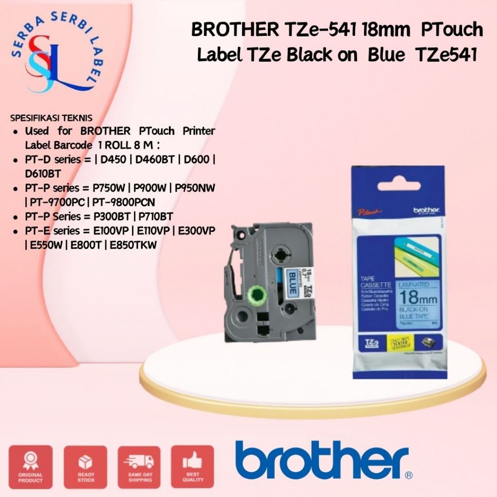Jual BROTHER TZe-541 18mm PTouch Tape Label Barcode TZe541 Black on ...