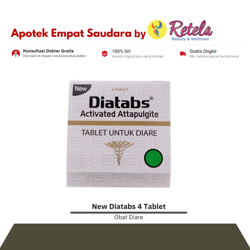 Jual NEW DIATAB 1 STRIPI 4 TABLET | Shopee Indonesia