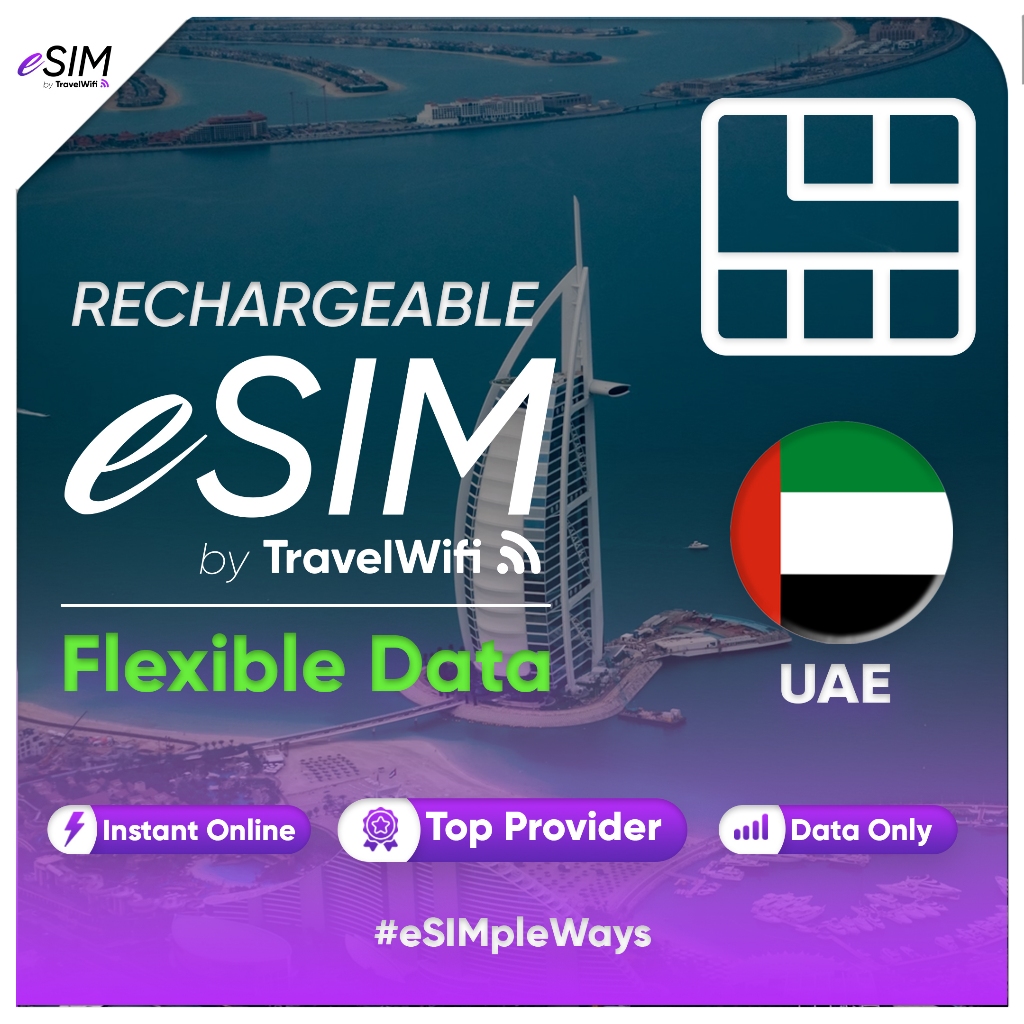 Jual RECHARGEABLE eSIM UAE DUBAI Flexible Data | UAE DUBAI Travel eSIM ...