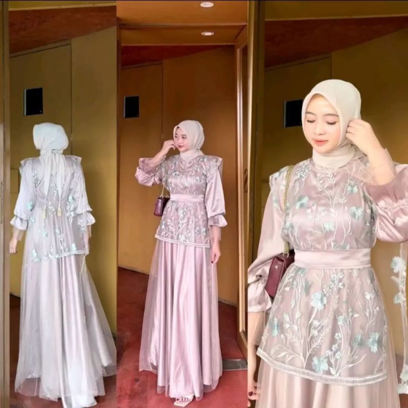 Jual gamis burkat model terbaru felarie set dress gamis pesta kondangan ...