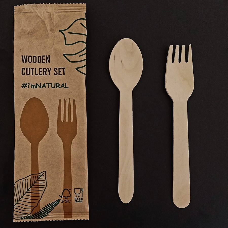 Jual Sendok Kayu / Garpu Kayu Set / Wooden Cutlery Set (Per 10 Pasang ...