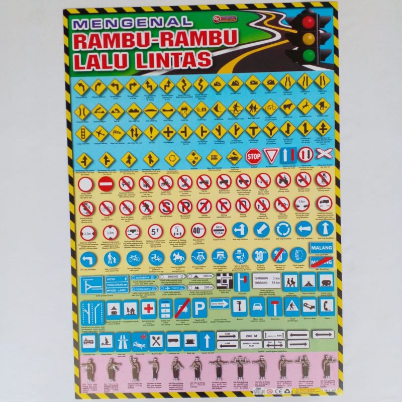 Jual Poster Anak Edukasi Mengenal Rambu Rambu Lalu Lintas | Shopee ...