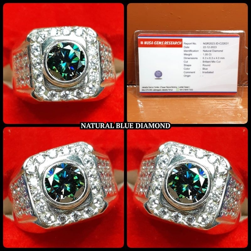 Jual NATURAL BERLIAN BIRU SUPER + RING SILVER HANDMADE | Shopee Indonesia