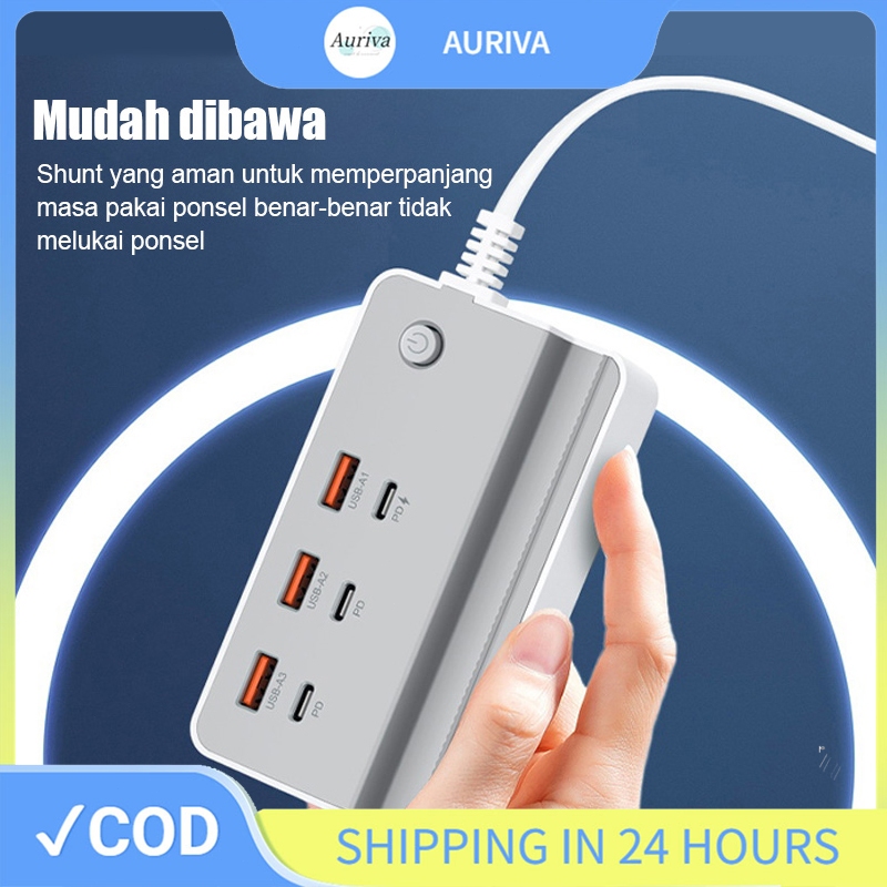 Jual [COD] 2500W Stop Kontak USB Kabel Serbaguna Multiguna Panjang 90cm/2M / 3*USB 3 *TYPE-C ...