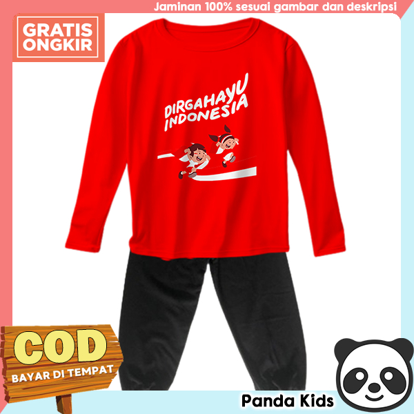 Jual Setelan Kaos Anak Laki-Laki Lengan Panjang Motif Dirgahayu Indonesia 1 - 10 Tahun - Panda ...