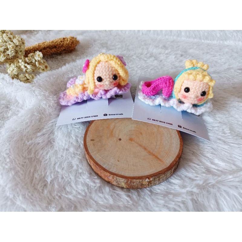 Jual Jepit rambut rajut princess Cinderella & Rapunzel | Shopee Indonesia