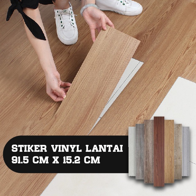 Jual Stiker Lantai Vinyl Motif Kayu Premium Dengan Lem Vinil Sticker Perekat 91,5CM X 15,2CM ...